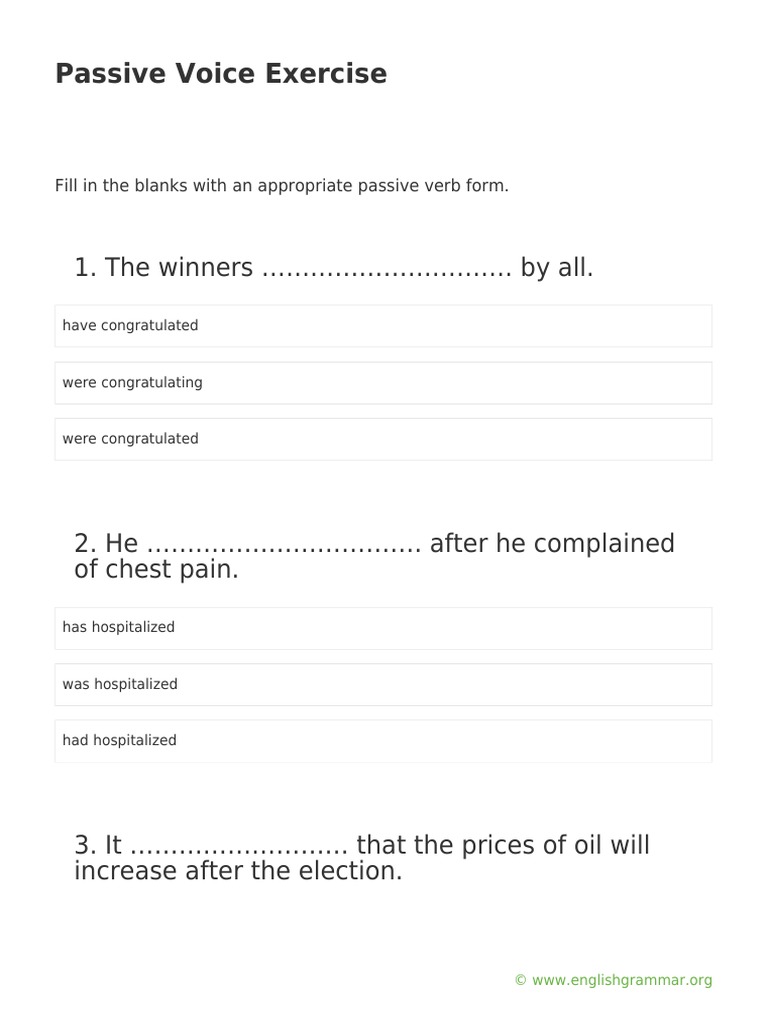 Passive Voice Exercise | PDF
