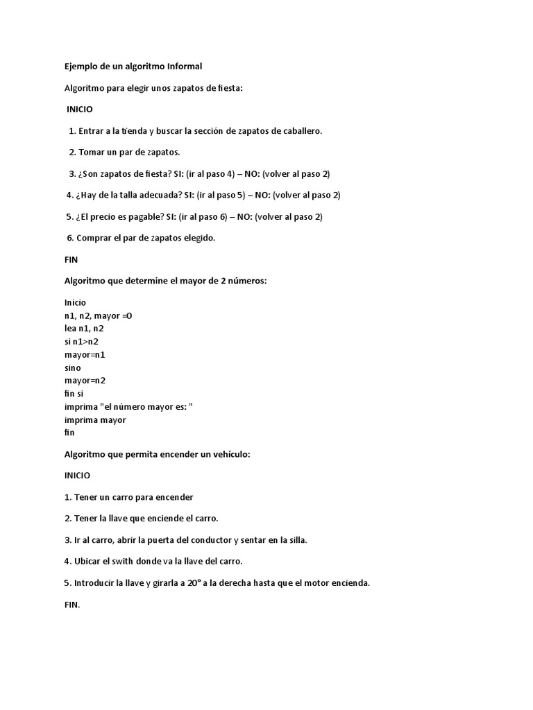 Ejemplo de Un Algoritmo Informal | PDF