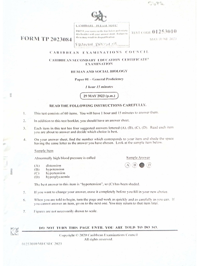 HSB Paper 1 2023 | PDF