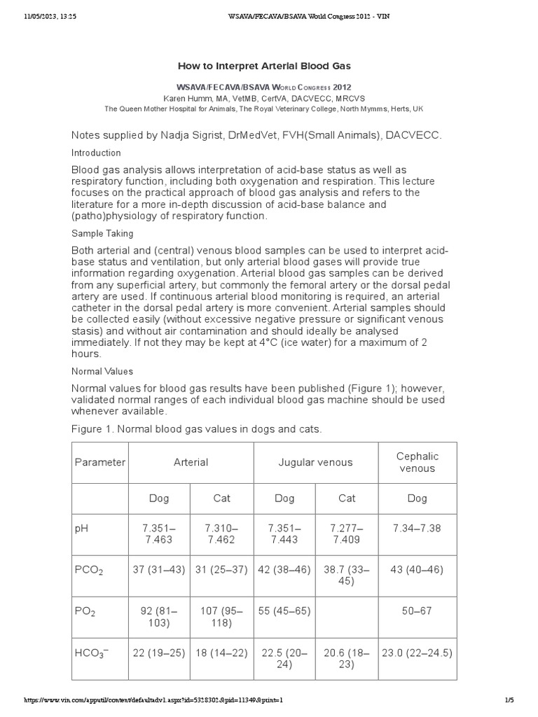 Blood Gas Analysis | Download Free PDF | Respiration | Pulmonology