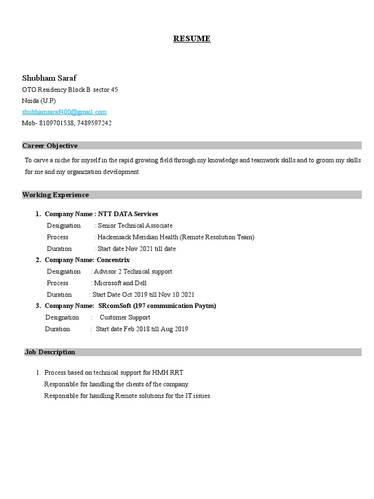 Shubham Saraf: Resume | PDF