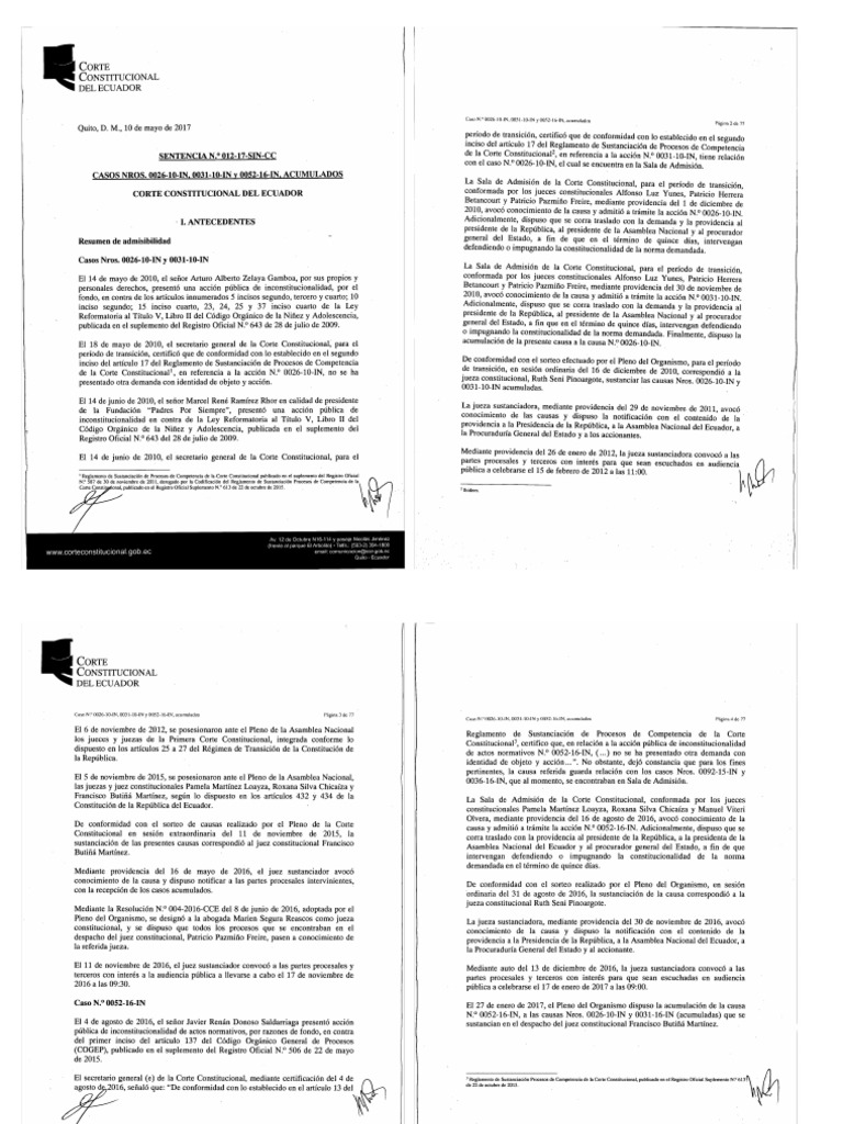 Sentencia CC 012-17 Apremio Alimentos | PDF | Pensión alimenticia | Ley ...