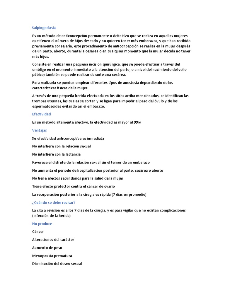Métodos Anticonceptivos Definitivos | PDF | Control de la natalidad ...