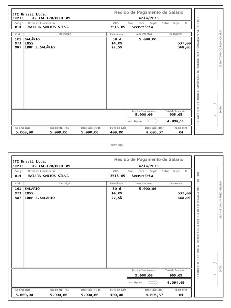 Comprovante de Renda - Modelo HOLERITE | PDF | Relações de trabalho ...