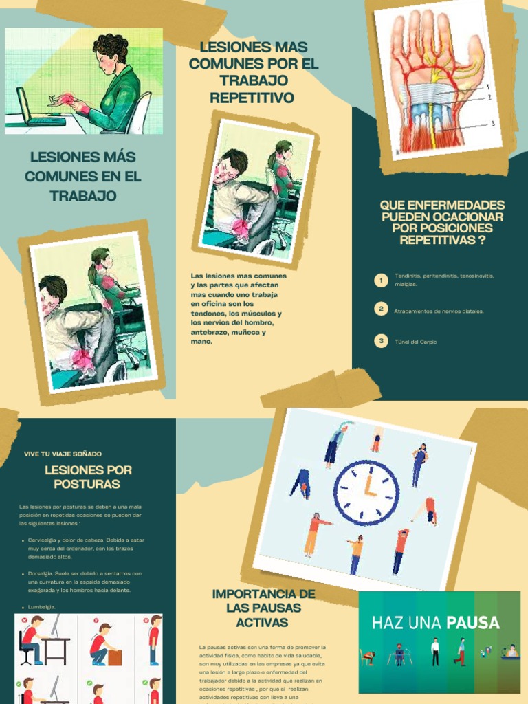 Folleto de Lesiones Más Comunes en El Trabajo o Vida | PDF | Anatomía humana | Trastornos ...