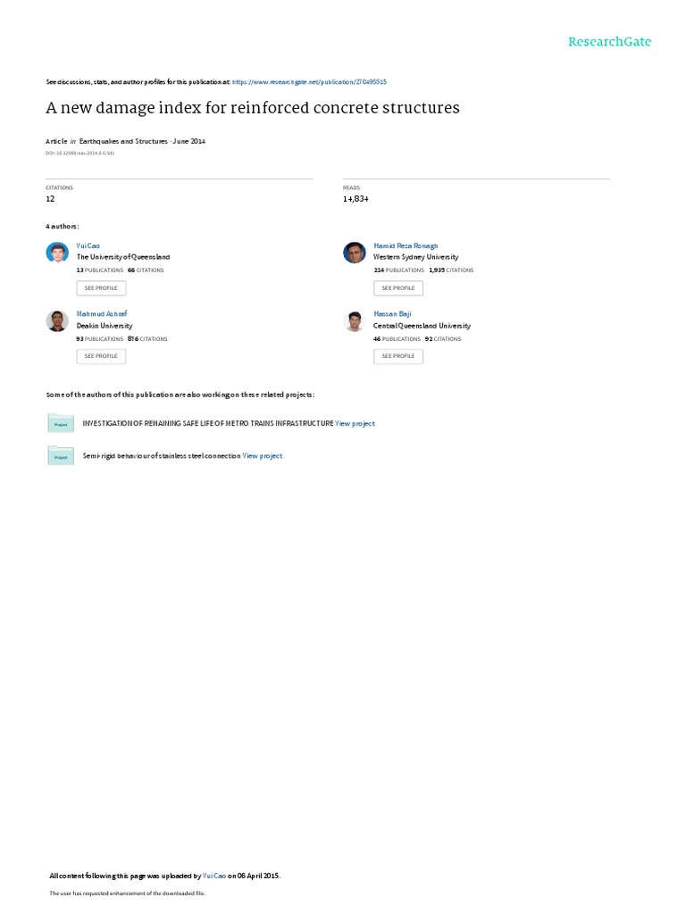 A New Damage Index | PDF | Stress (Mechanics) | Strength Of Materials