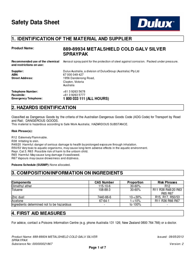 Correct Material Safety Data Sheet | PDF | Dangerous Goods | Toxicity