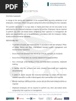 Messman Job Description | PDF