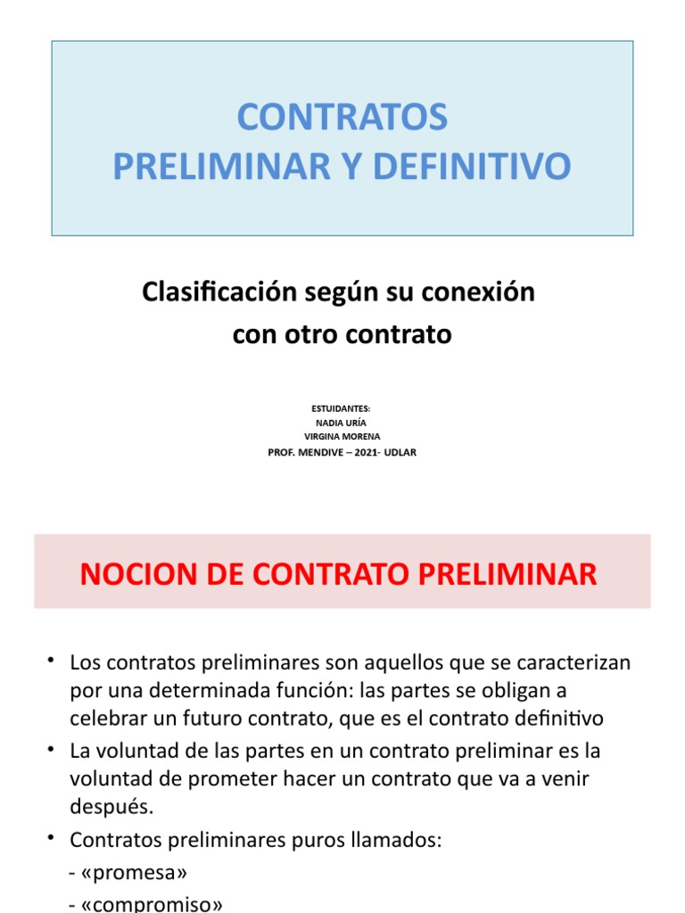 Ppt. Contrato Preliminar y Definitivo Final (Alumnos) | PDF | Derecho