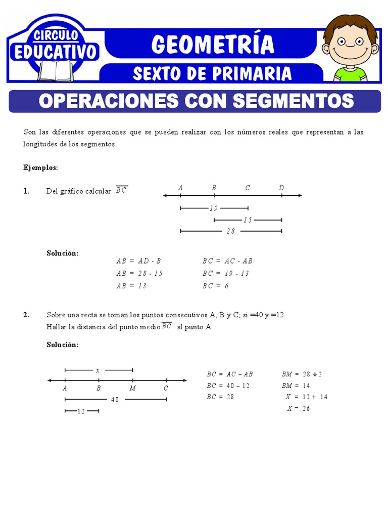 Actividades de Operaciones Con Segmentos para Sexto de Primaria | PDF