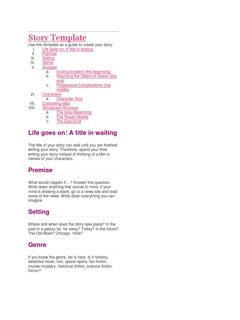 Story Template: Life Goes On: A Title in Waiting | PDF | Darth Vader ...