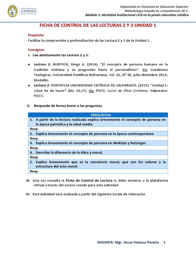 FICHA DE CONTROL DE LECTURA 2 y 3 | PDF
