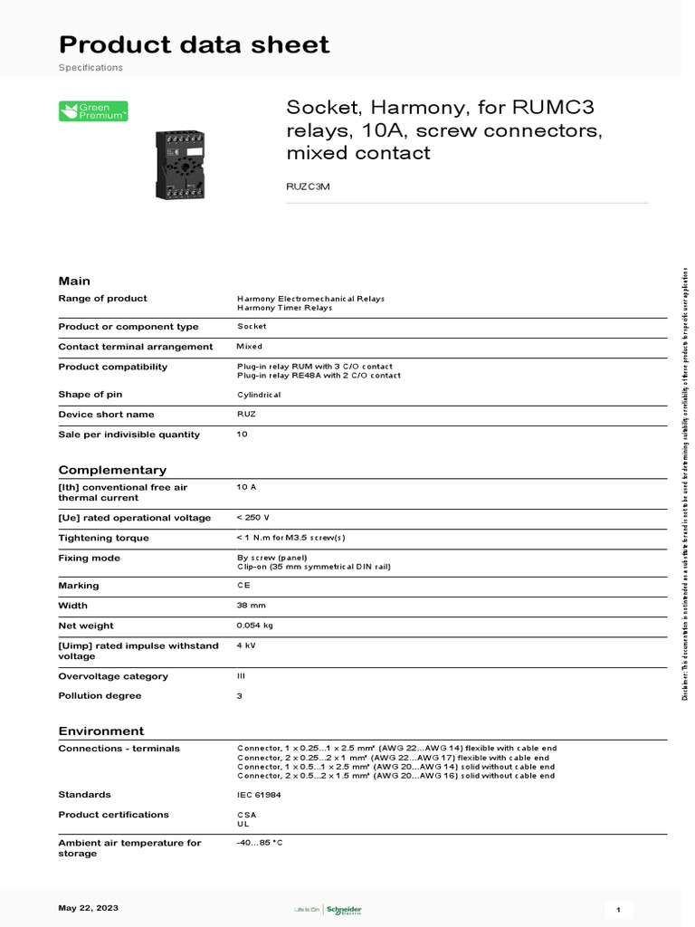 Harmony Timer Relays - RUZC3M | PDF | Electrical Connector | Relay