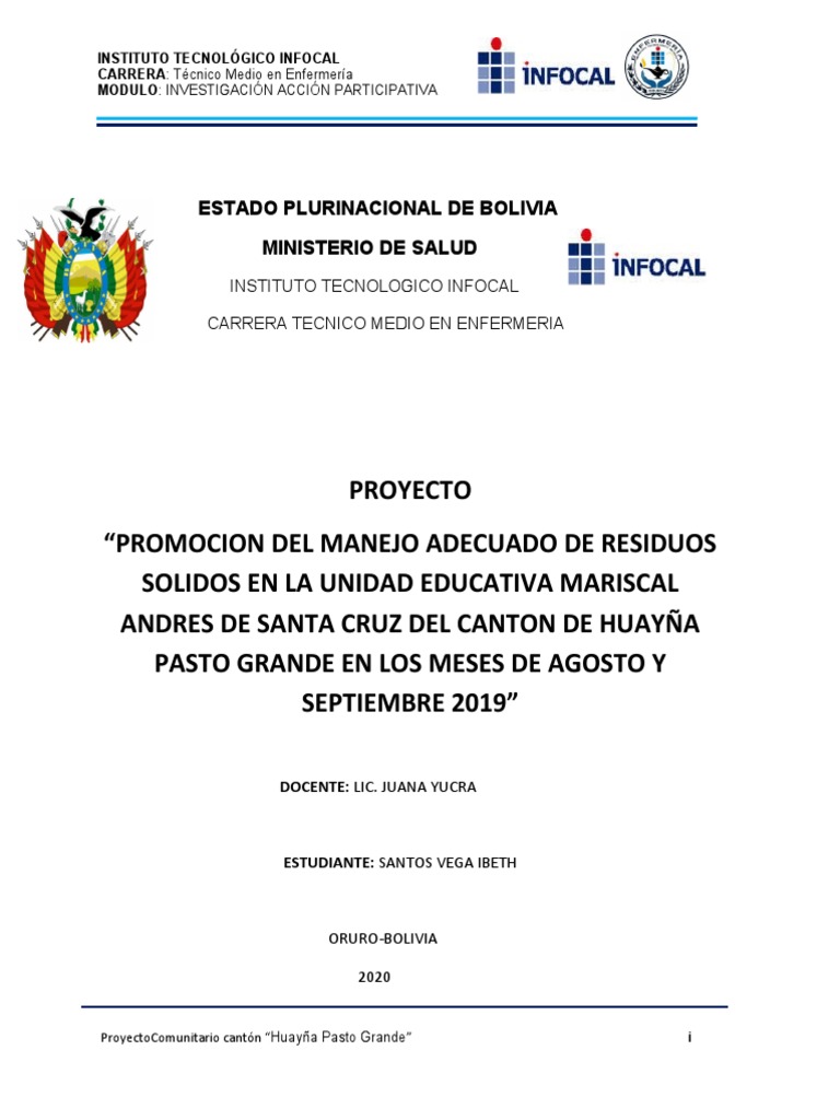 Proyecto Final - Infocal - Ibeth Santos Vega | PDF | Residuos | Vertedero