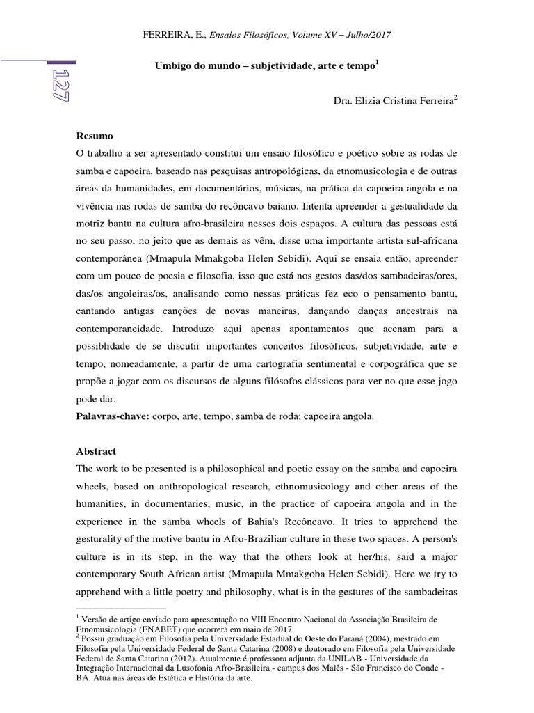 Umbigo Do Mundo - Subjetividade, Arte e Tempo | PDF | Danças