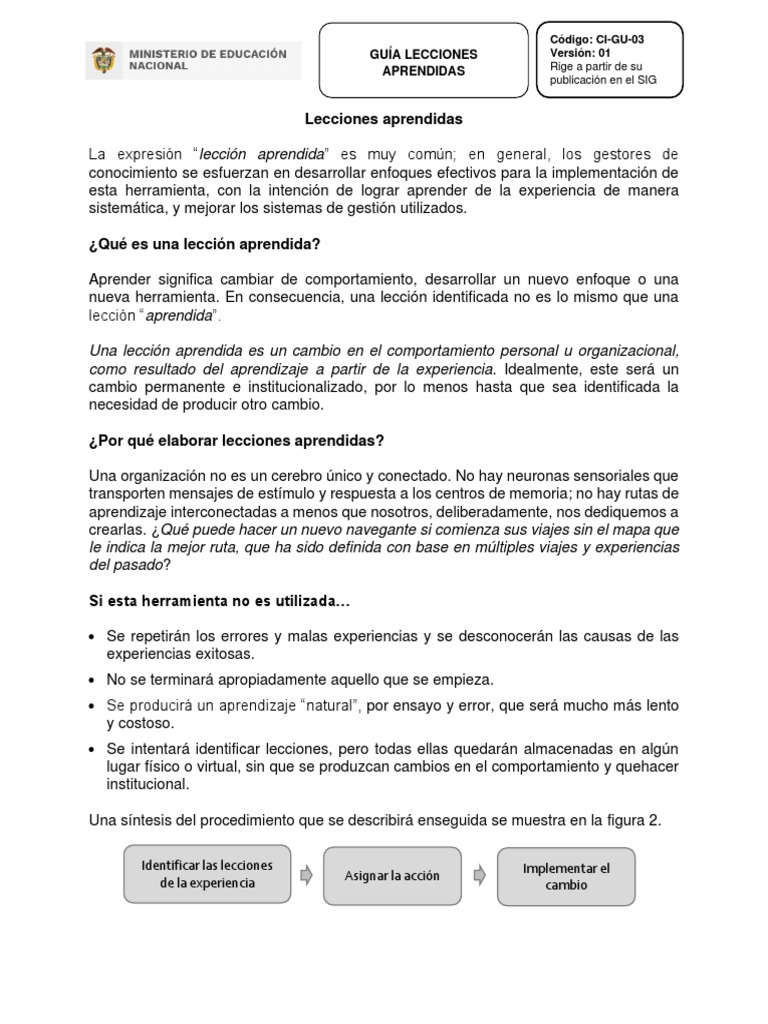 Lecciones Aprendidas | PDF | Aprendizaje | Experiencia