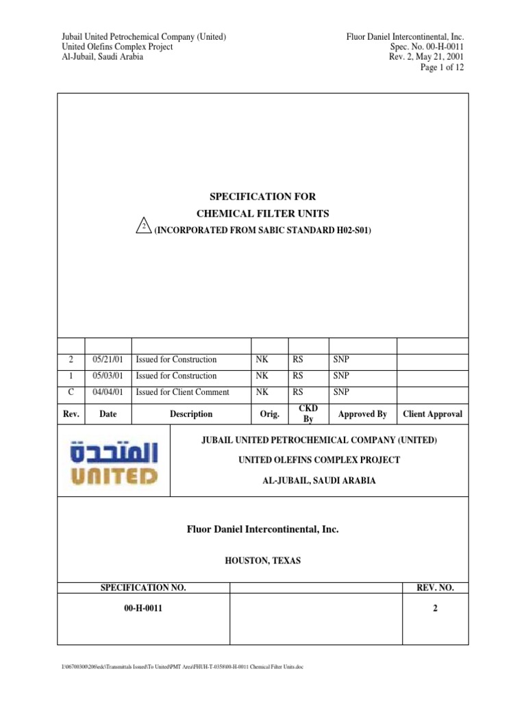 00-H-0011 Chemical Filter Units | PDF