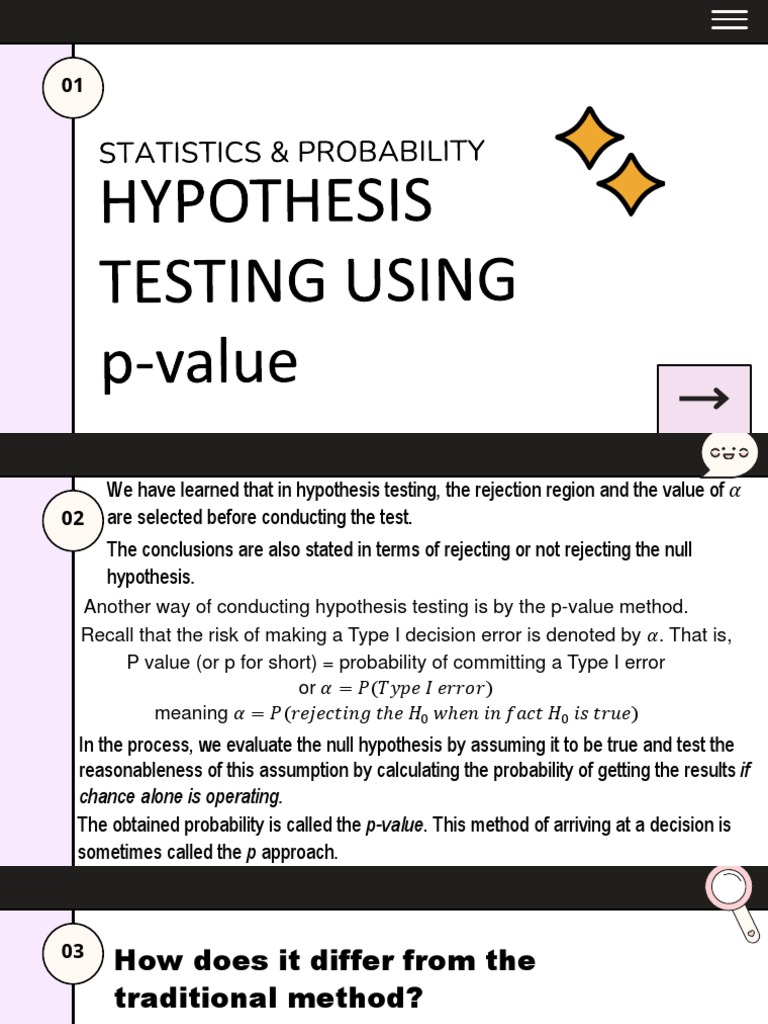 Hypothesis Test Using P Value | PDF