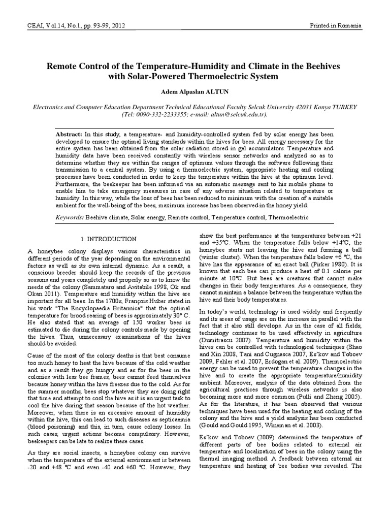 Beehive - Temperature and Humidity Control | PDF | Honey Bee | Beehive