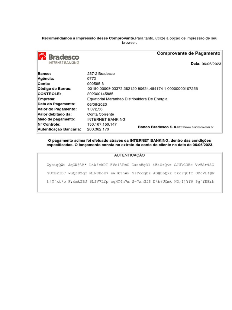 Comprovante Pagamento Equatorial Maranhao | PDF