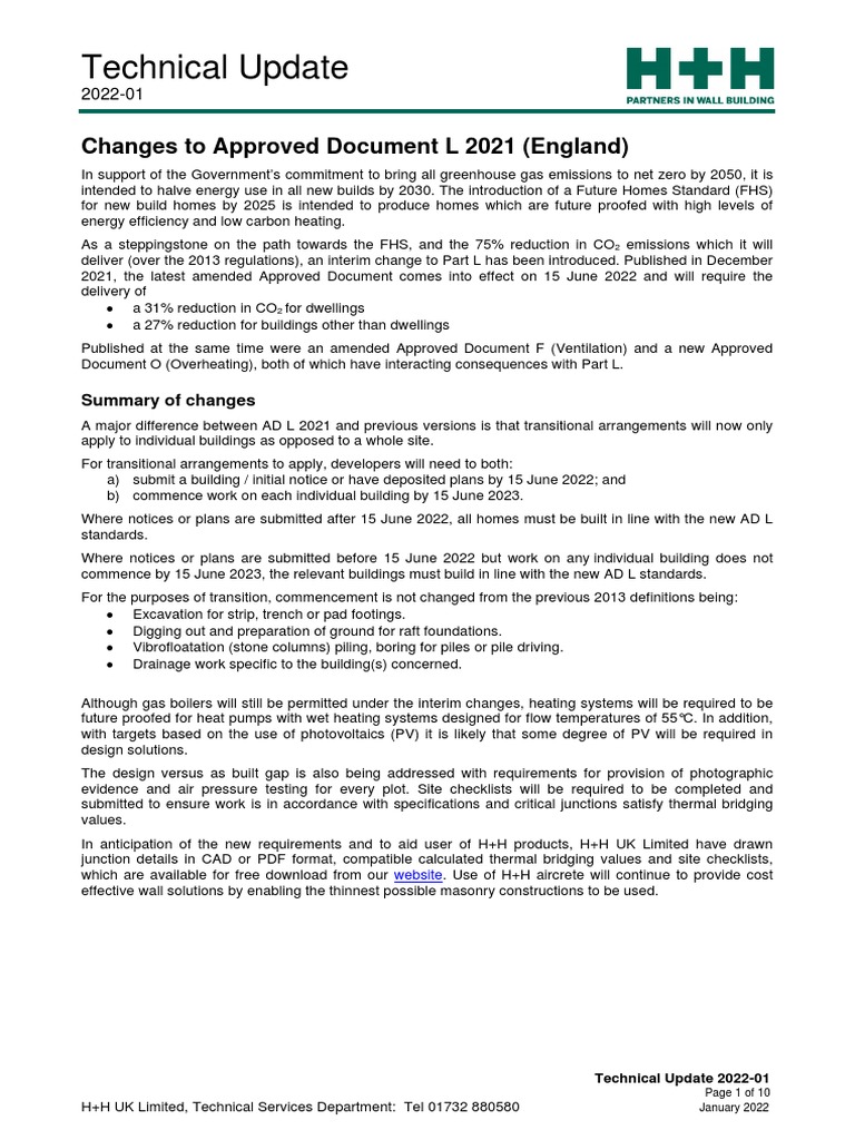Technical Update 2022-01 (Part L 2021) | PDF | Building Insulation | Window