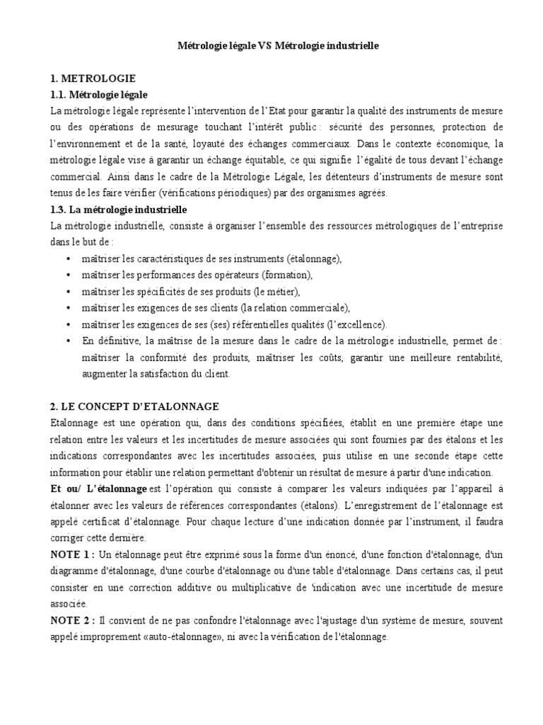 Métrologie légale et industrielle expliquées | PDF | Calibrage | Métrologie