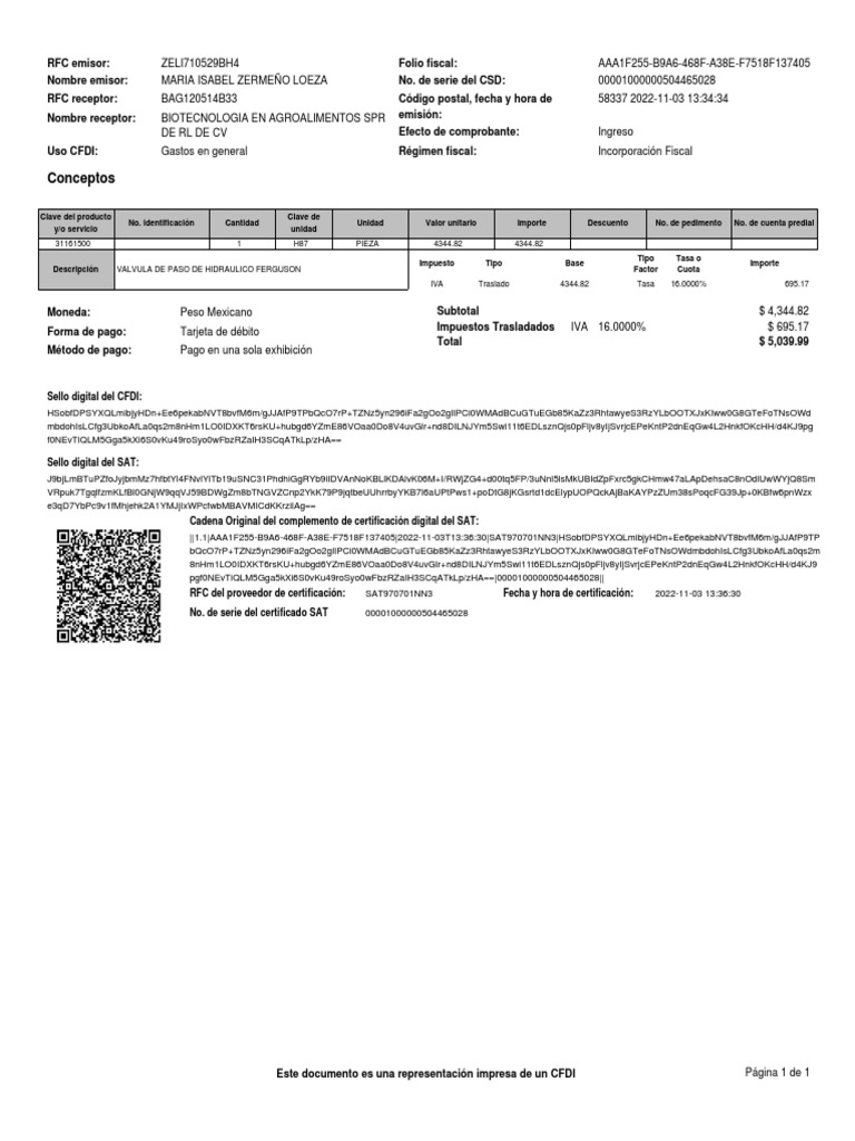 Conceptos: 31161500 1 H87 Pieza 4344.82 4344.82 | PDF | Servicios ...