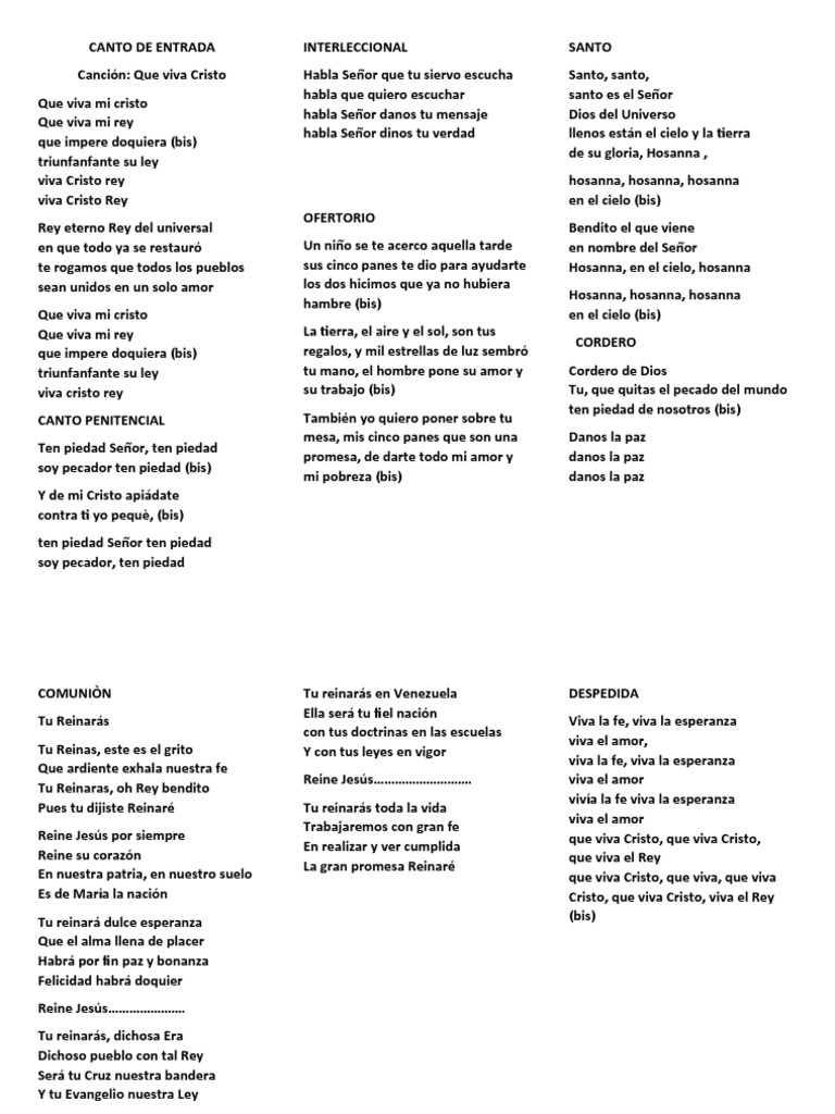 Triptico Canciones | PDF | Cristo (título) | Misa (liturgia)