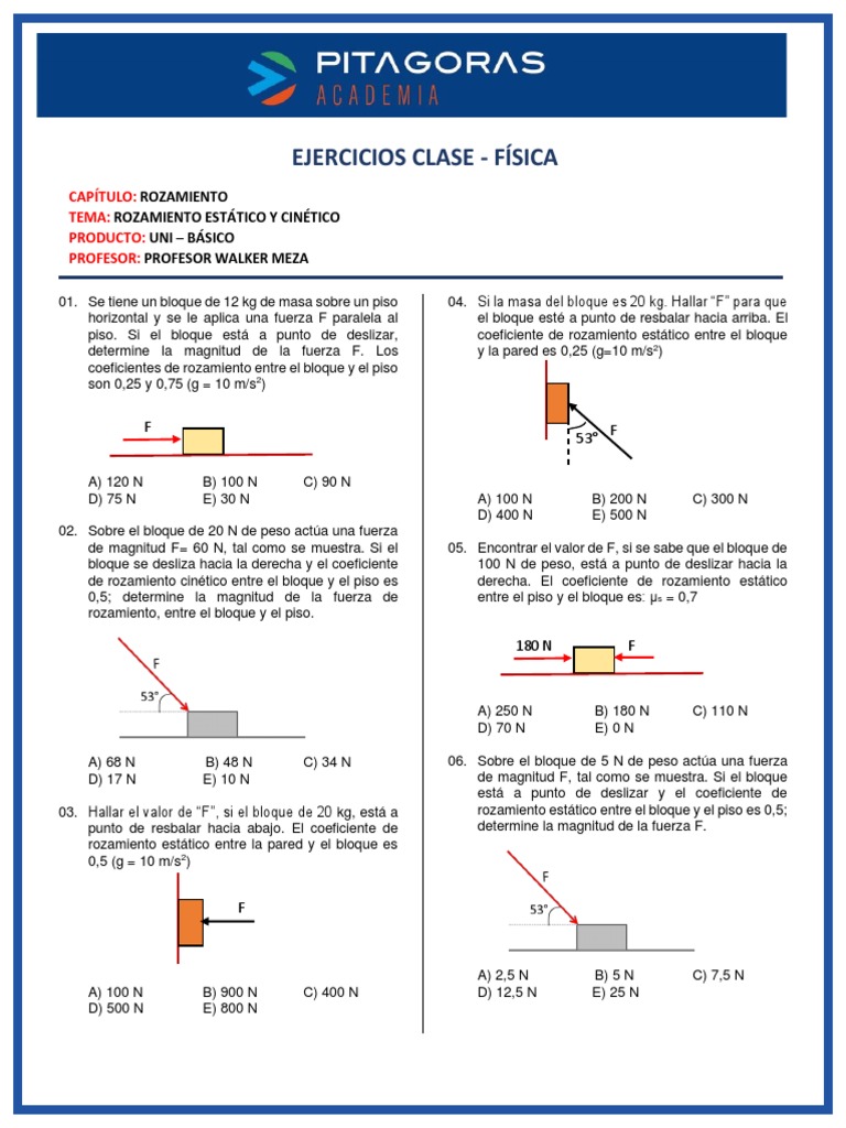 Ubma010422 Fi Ej06 Rozamiento | PDF | Fricción | Mecánica