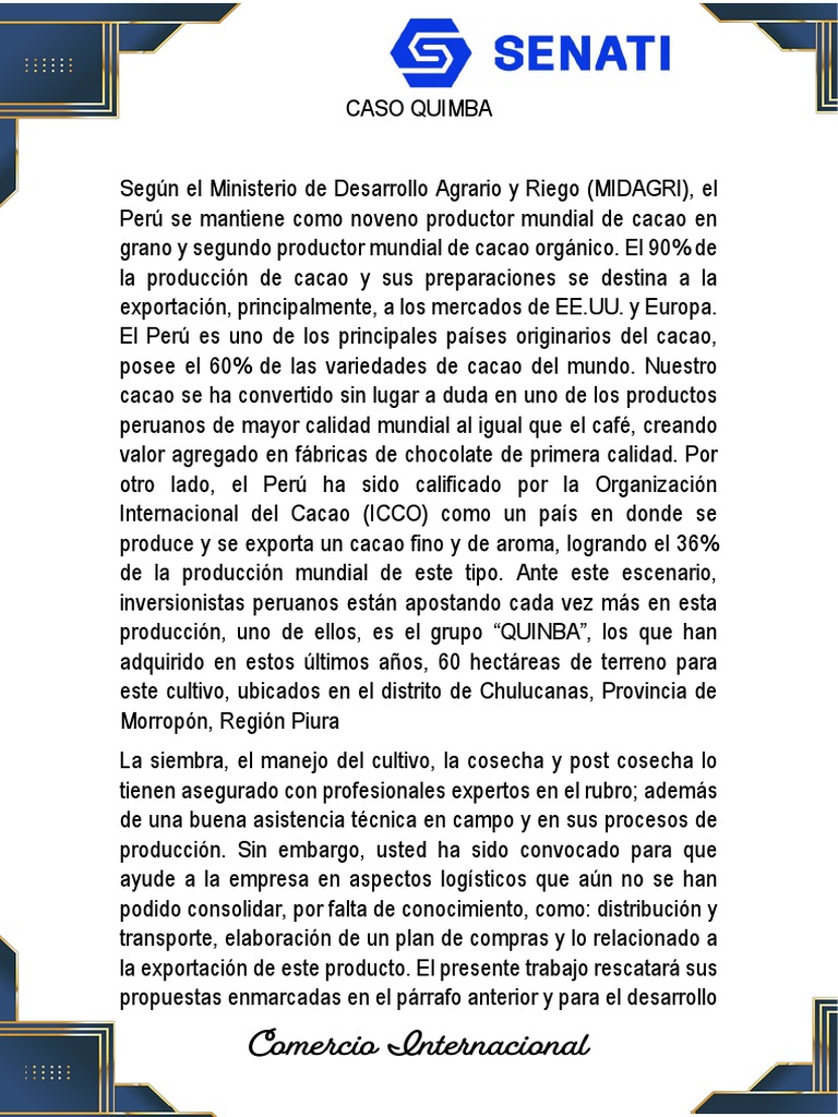 Propuestas Logísticas para Quimba Cacao | PDF | Chocolate | Perú