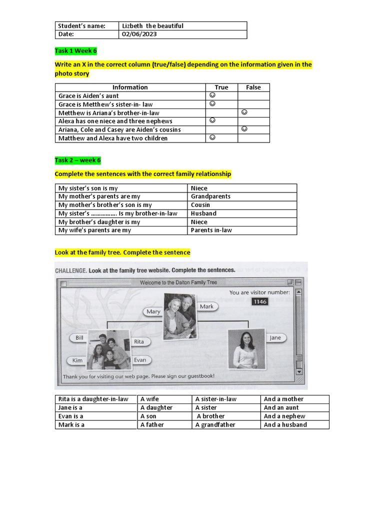 Tasks 6 Lizbeth Morales | PDF | Linguistics | Family