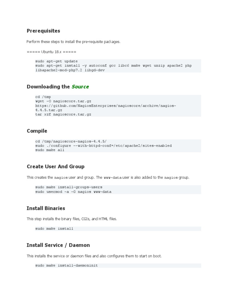 Install Nagios Core 4.4.5 On Ubuntu 18.04 LTS | PDF | Sudo | Apache Http Server