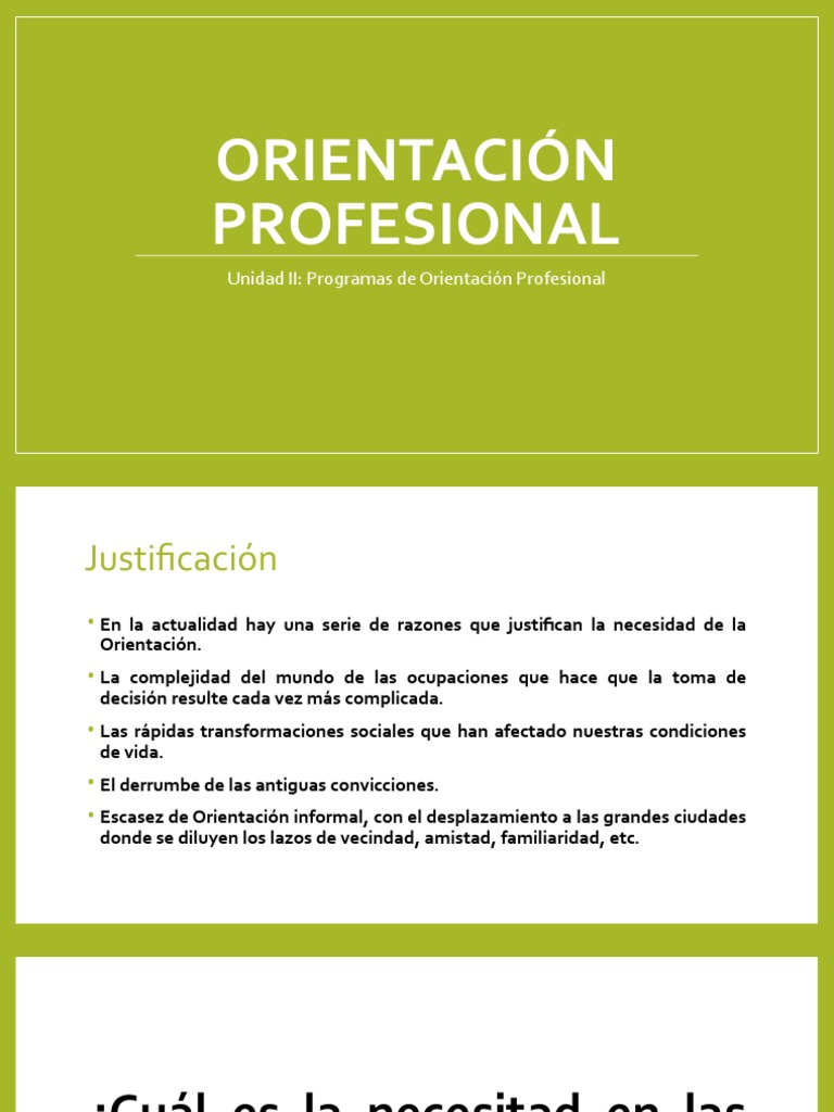 Diapositivas de Orientacion Profesional Proceso | Descargar gratis PDF | Evaluación | Conocimiento