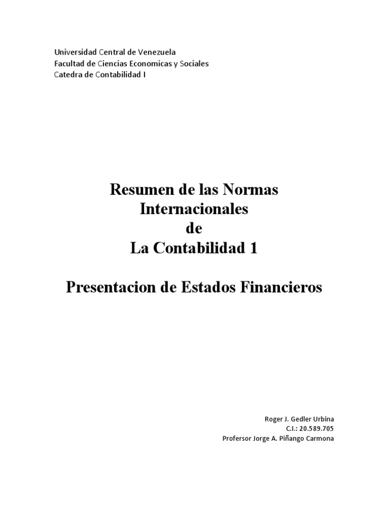 Resumen NIF 1 | PDF | Contabilidad | Estado financiero
