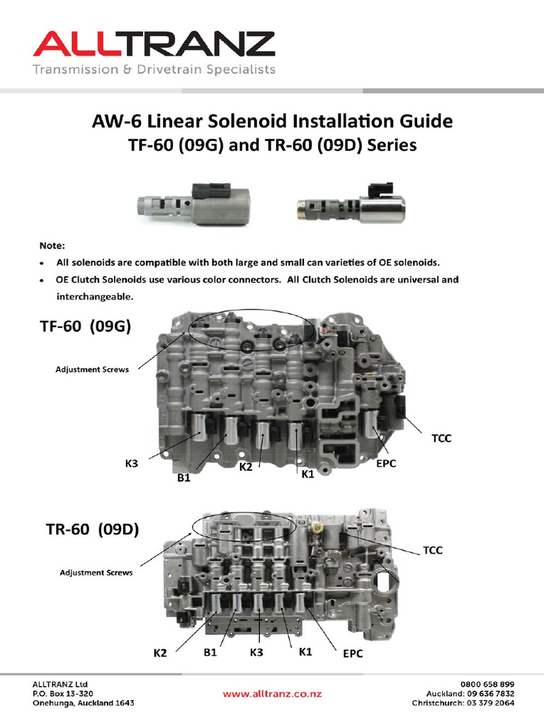 09G Solenoid Adjustment | PDF