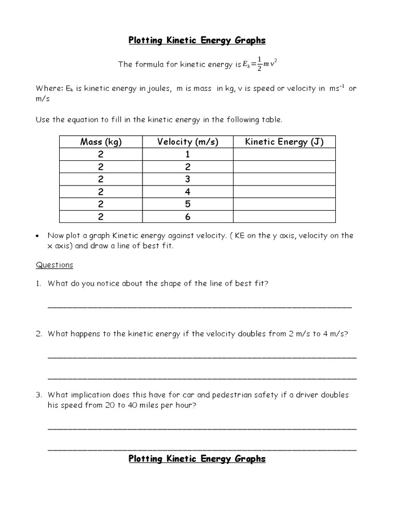 Plotting Kinetic Energy Graphs | PDF | Kinetic Energy | Velocity