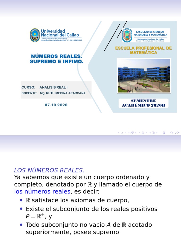 Numeros Reales. Supremo e Infimo | PDF | Lógica | Lógica matemática
