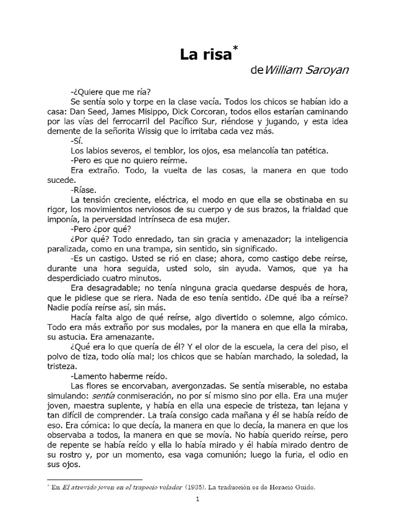 La Risa William Saroyan | PDF