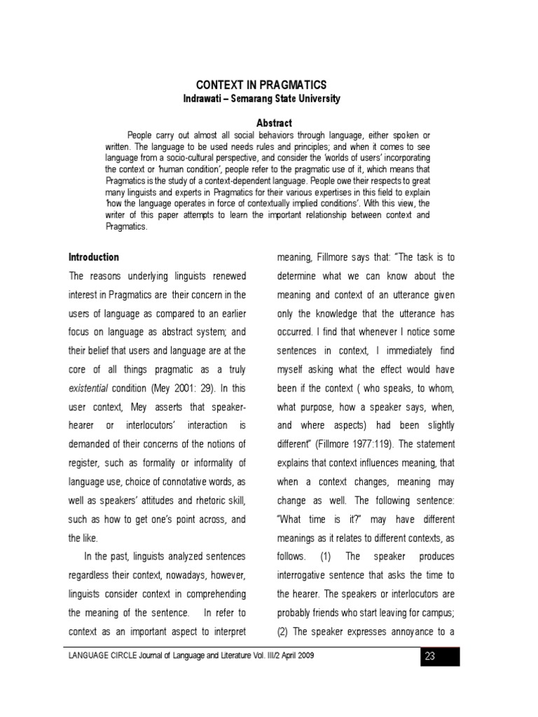 Pragmatics and Contextual Language Use | PDF | Social Science ...
