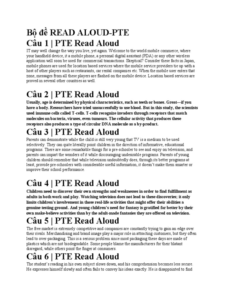 Bộ Đề READ ALOUD | Download Free PDF | Online Shopping