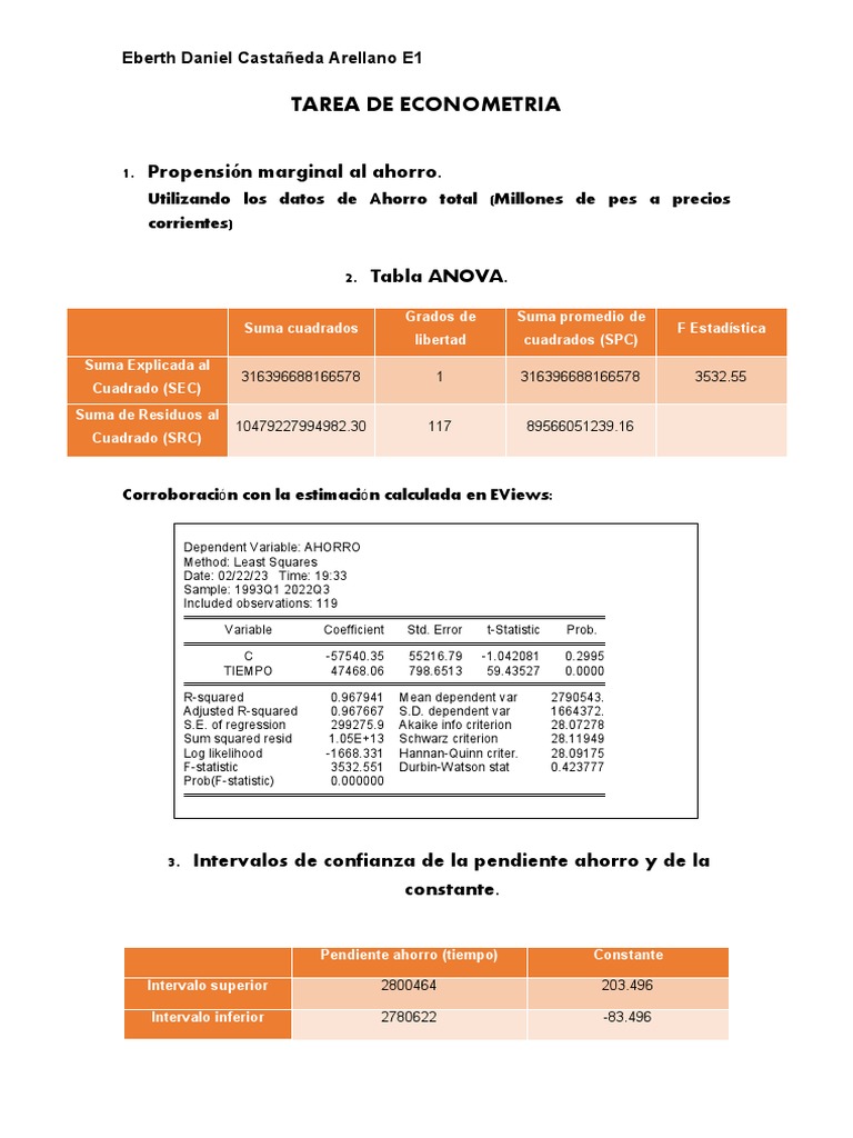 Tarea de Econometria | PDF | Inferencia | Método científico