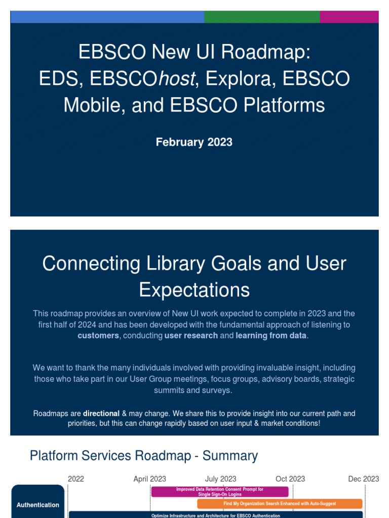 EBSCO New UI Roadmap 022023 | PDF