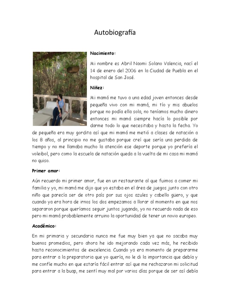 Autobiografía de Abril Naomi Solano | PDF