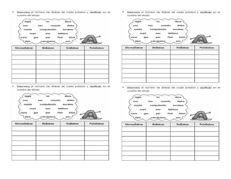 Ejercicio de Silabas | PDF