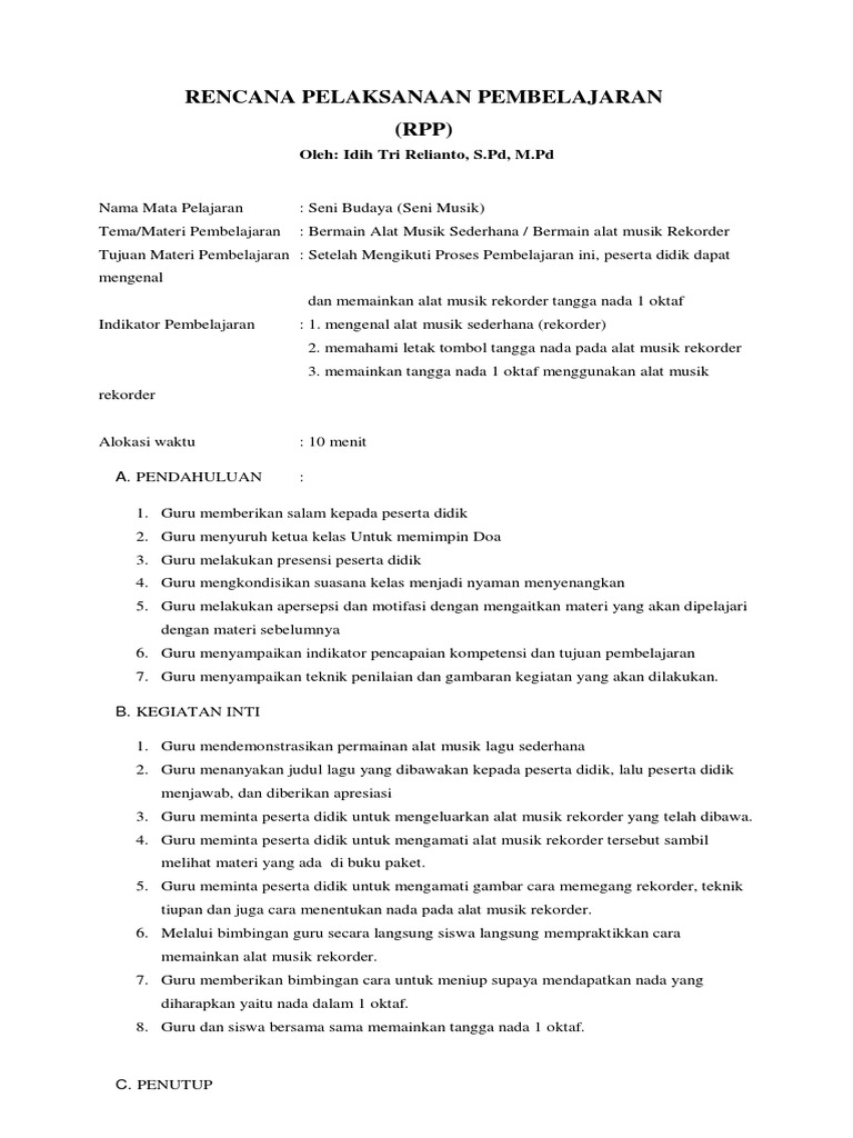 RPP Recorder Bahan | PDF