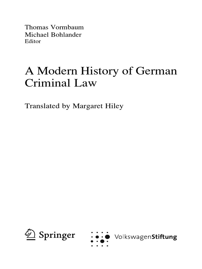 Vormbaum A Modern History of German Criminal Law | PDF