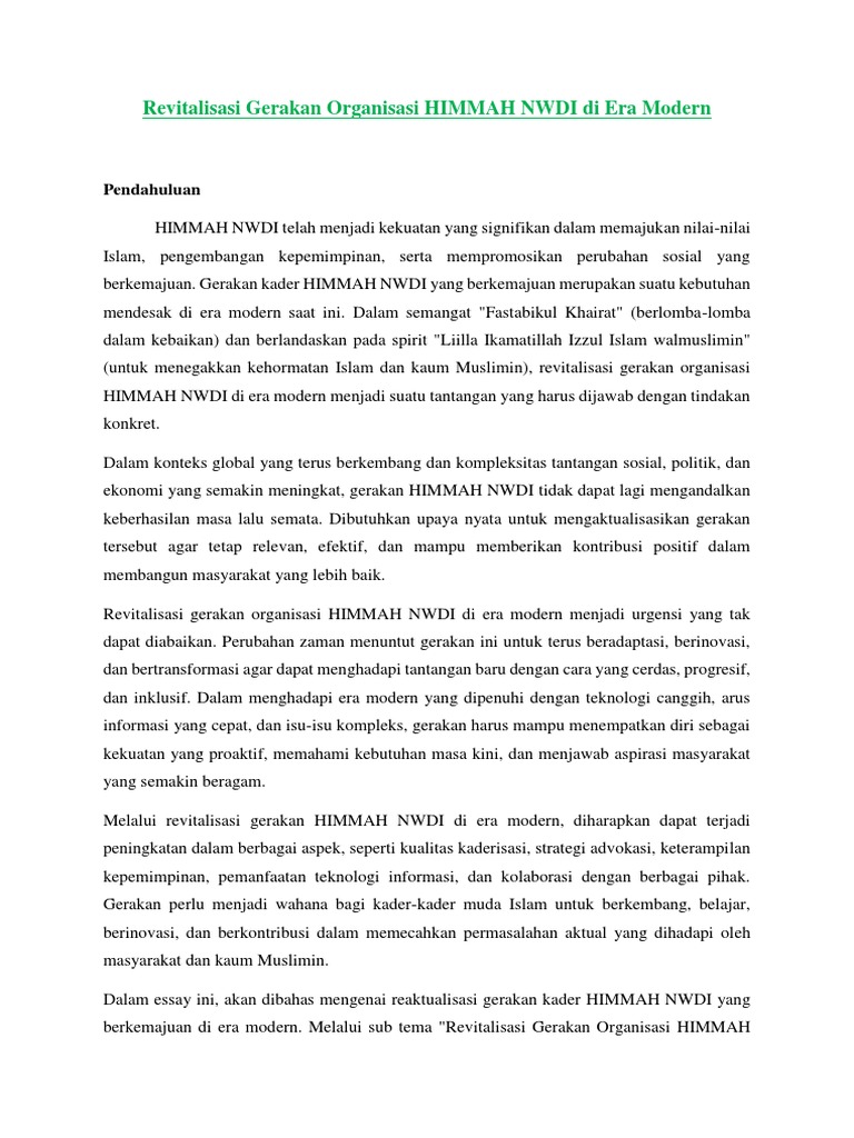 Revitalisasi HIMMAH NWDI Modern | PDF