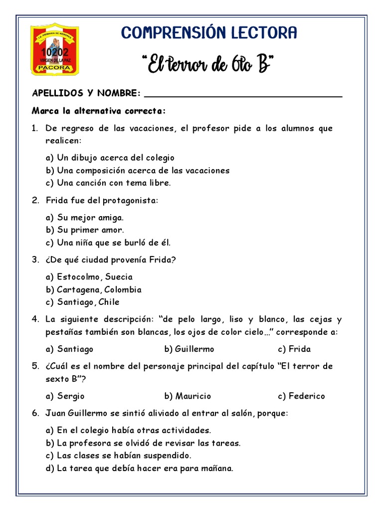 Terror de 6to B - Comp. Lect. | PDF | Ficción general