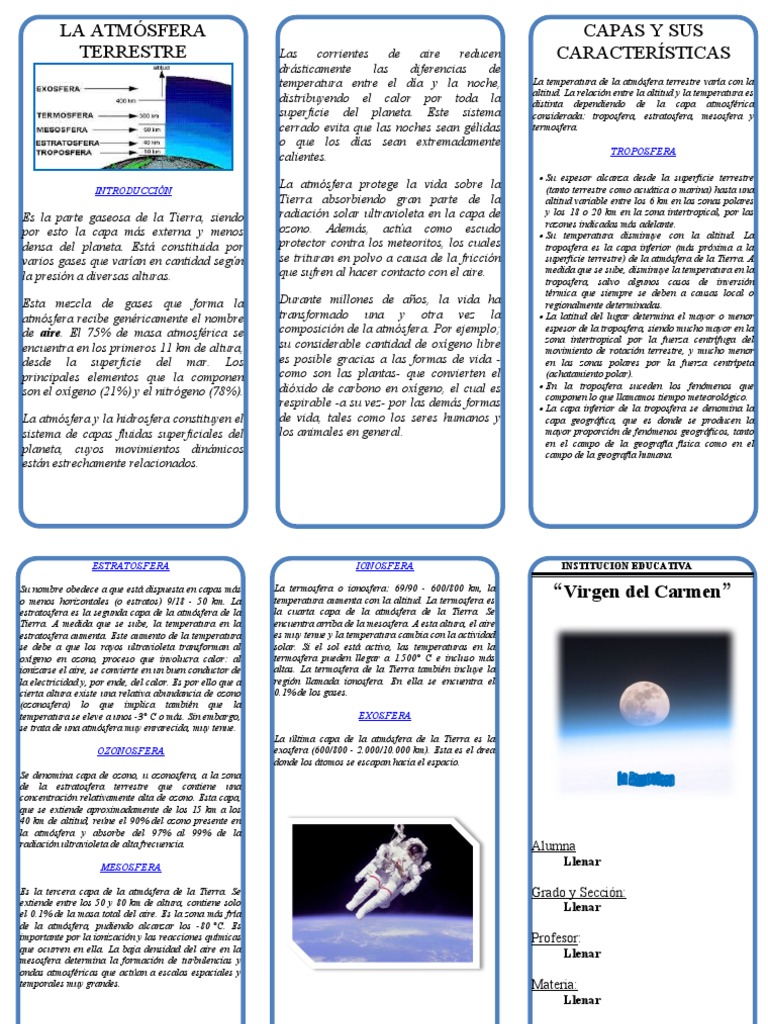 Capas y Composición de la Atmósfera | PDF | Atmósfera de tierra | Atmósfera