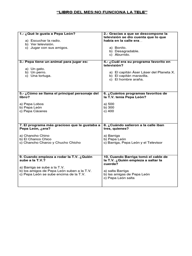 Prueba Libro No Funciona La Tele | PDF